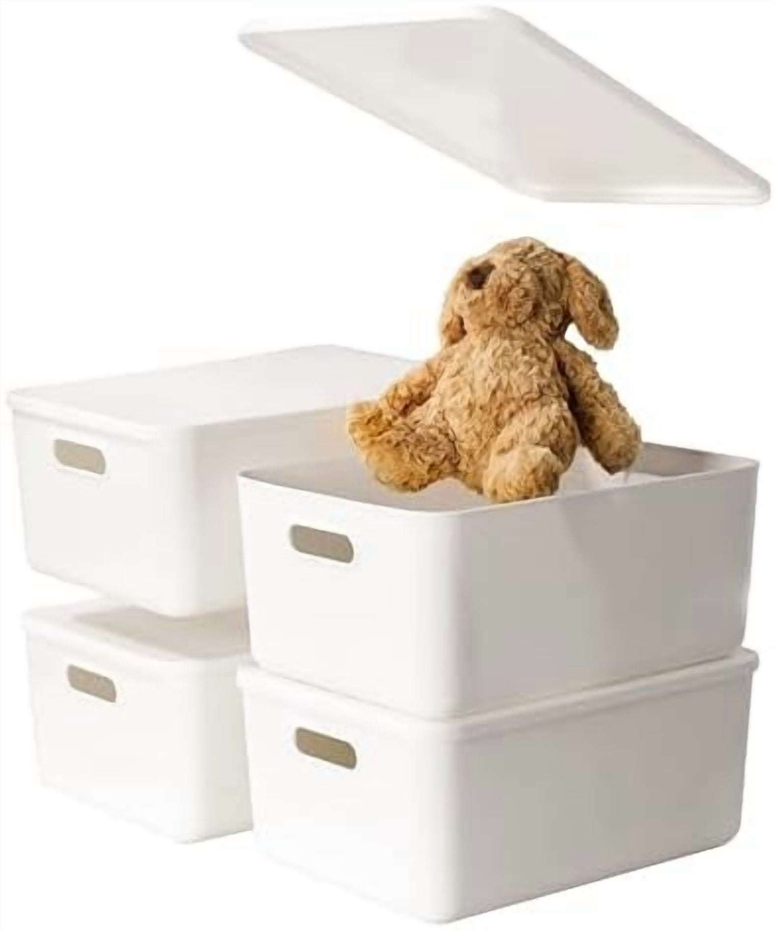 4 pack large plastic White storage bins Baskets, Toy Box Chest with ...