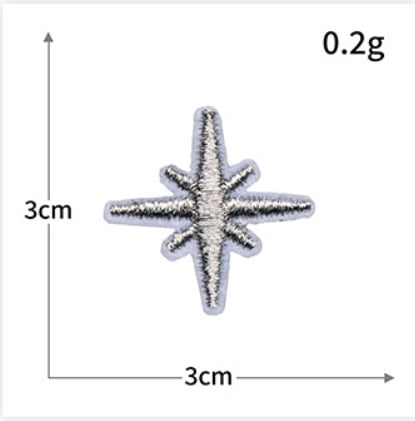 4 pack of star and moon cloth patches, computer embroidery, embroidery ...