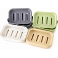 4-pack plastic soap dish, double-layer soap container drainage soap ...