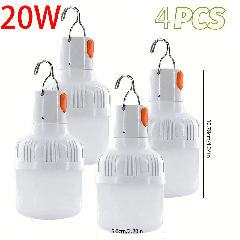 4-pack rechargeable USB LED light bulbs, emergency portable lighting ...