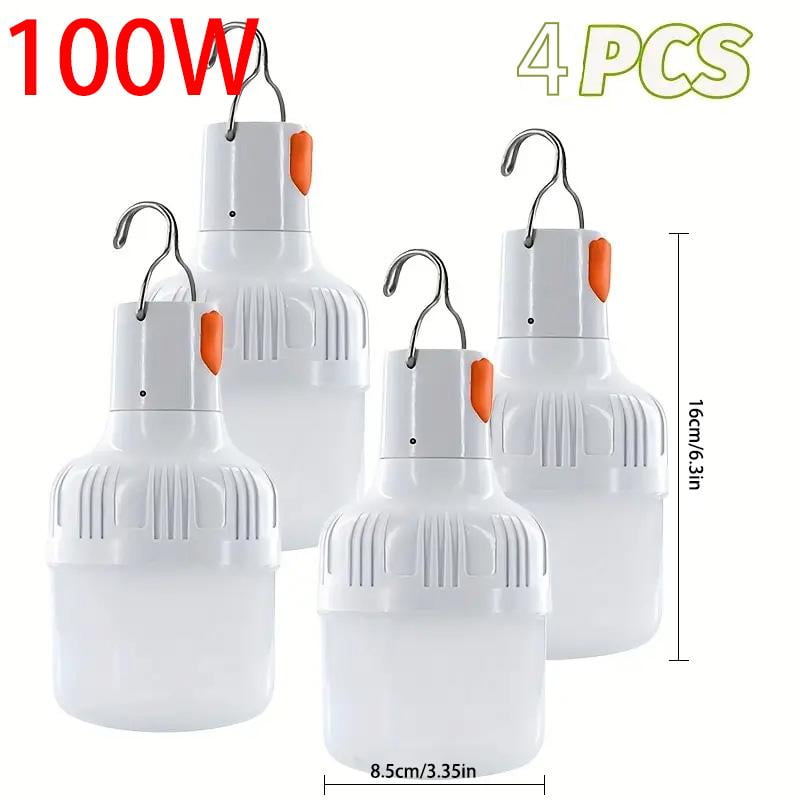 4-pack rechargeable USB LED light bulbs, emergency portable lighting ...