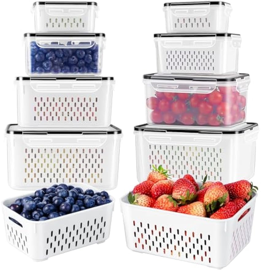 4-pack refrigerator fruit storage containers with removable colander ...
