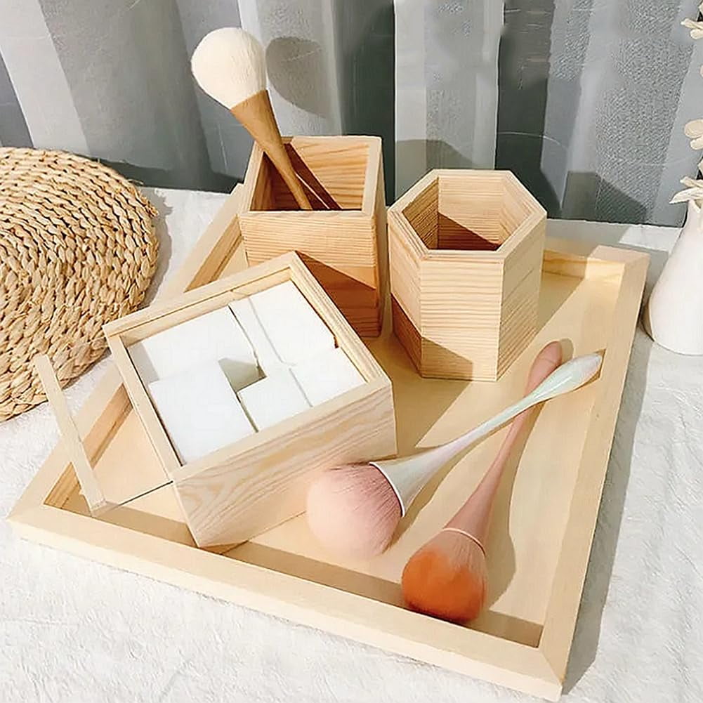 4 pack set of TSF6 wooden desktop nail tools storage box, Skin care ...