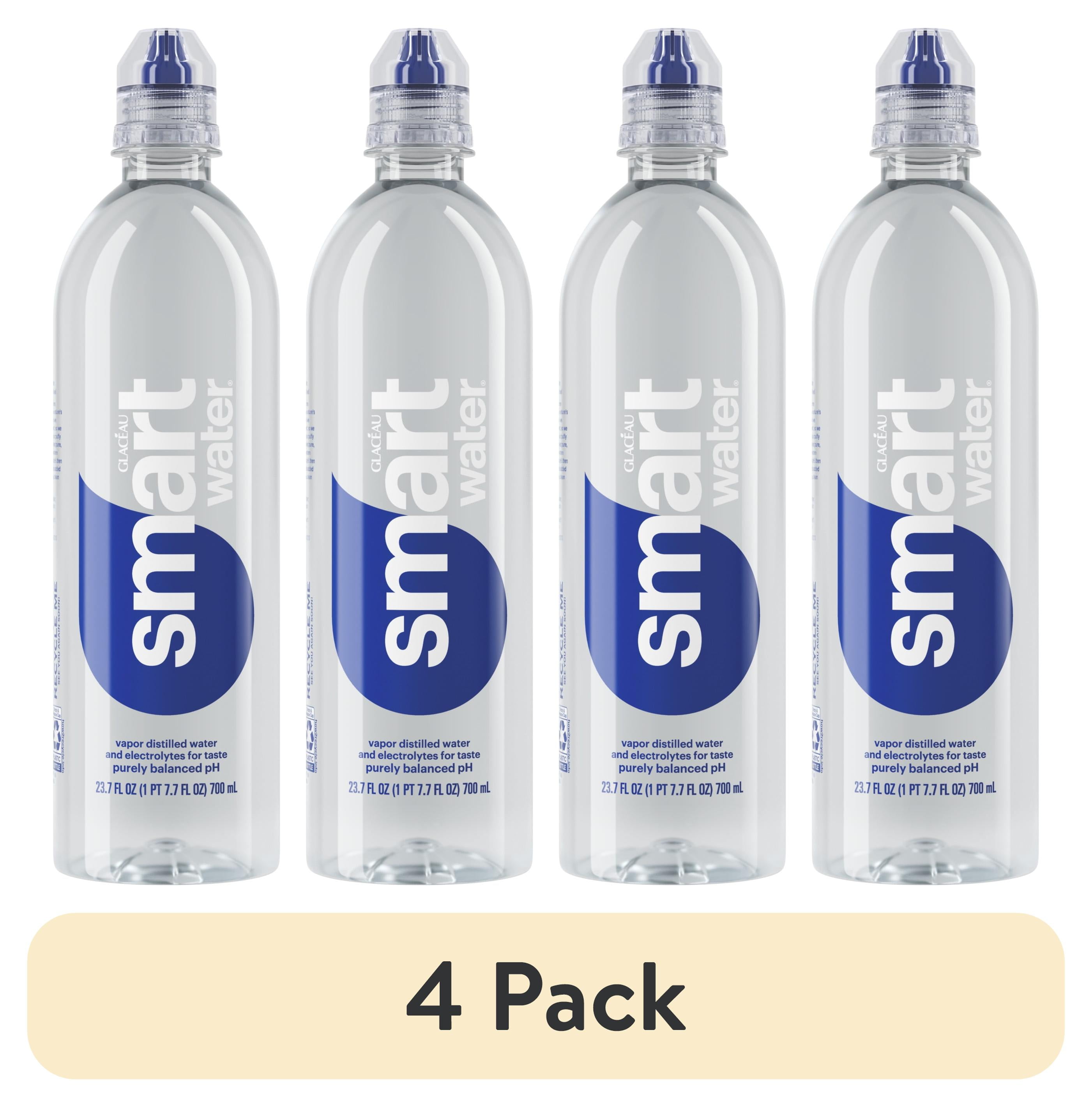 (4 pack) smartwater vapor distilled premium water, 23.7 fl oz, bottle ...