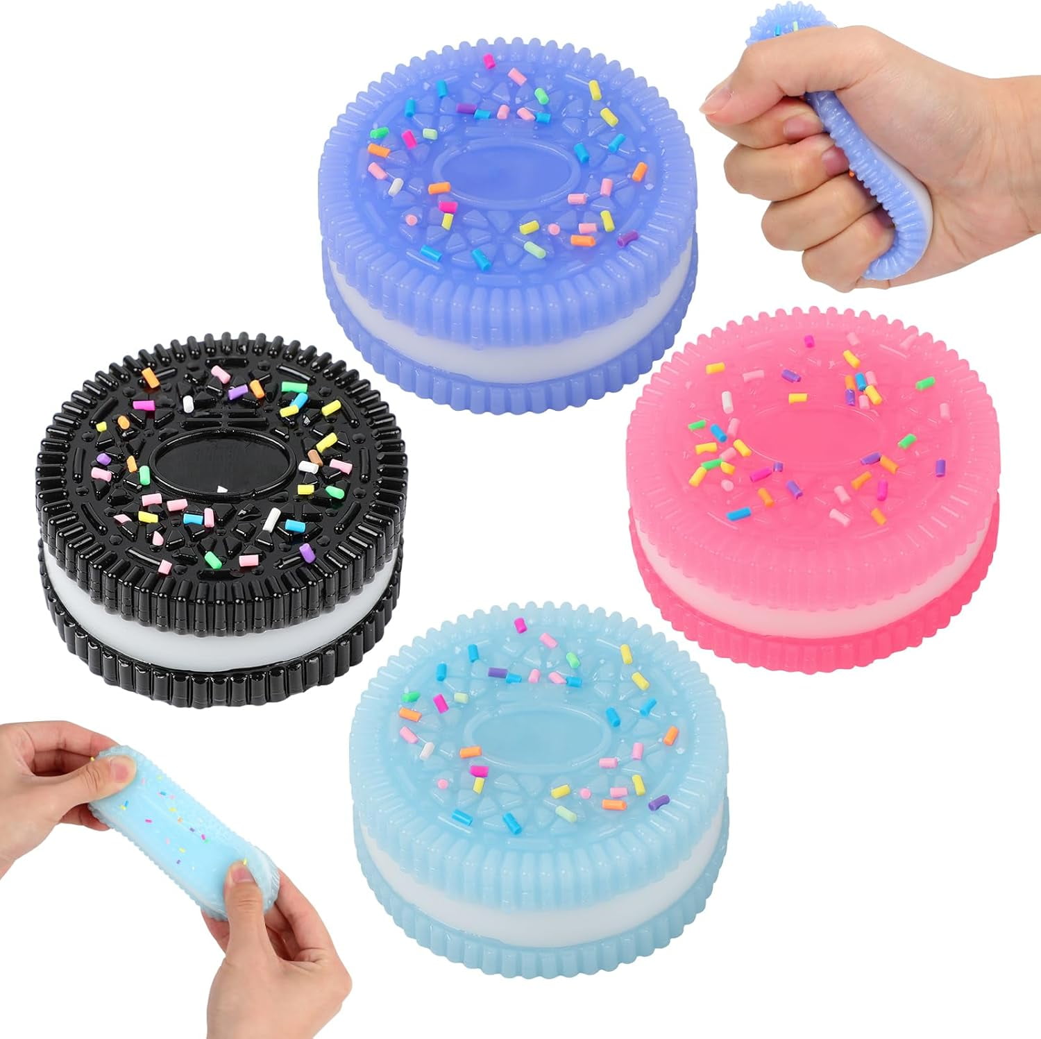 4-pack soft stress relief toys, sticky soft cookies with colorful sugar ...