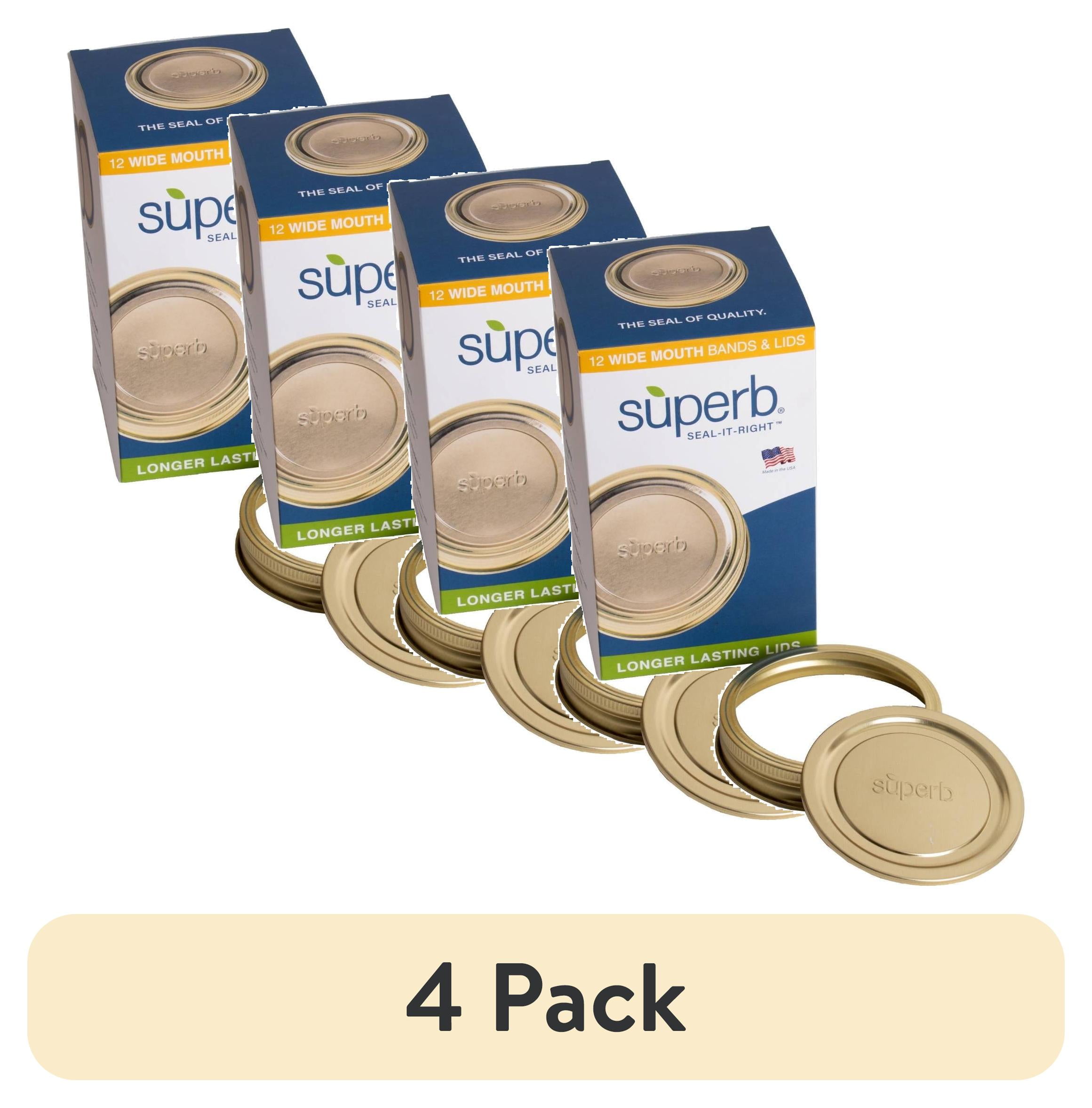 (4 pack) Superb Durable Wide Mouth Mason Jar Lids & Rings, 12-Count ...