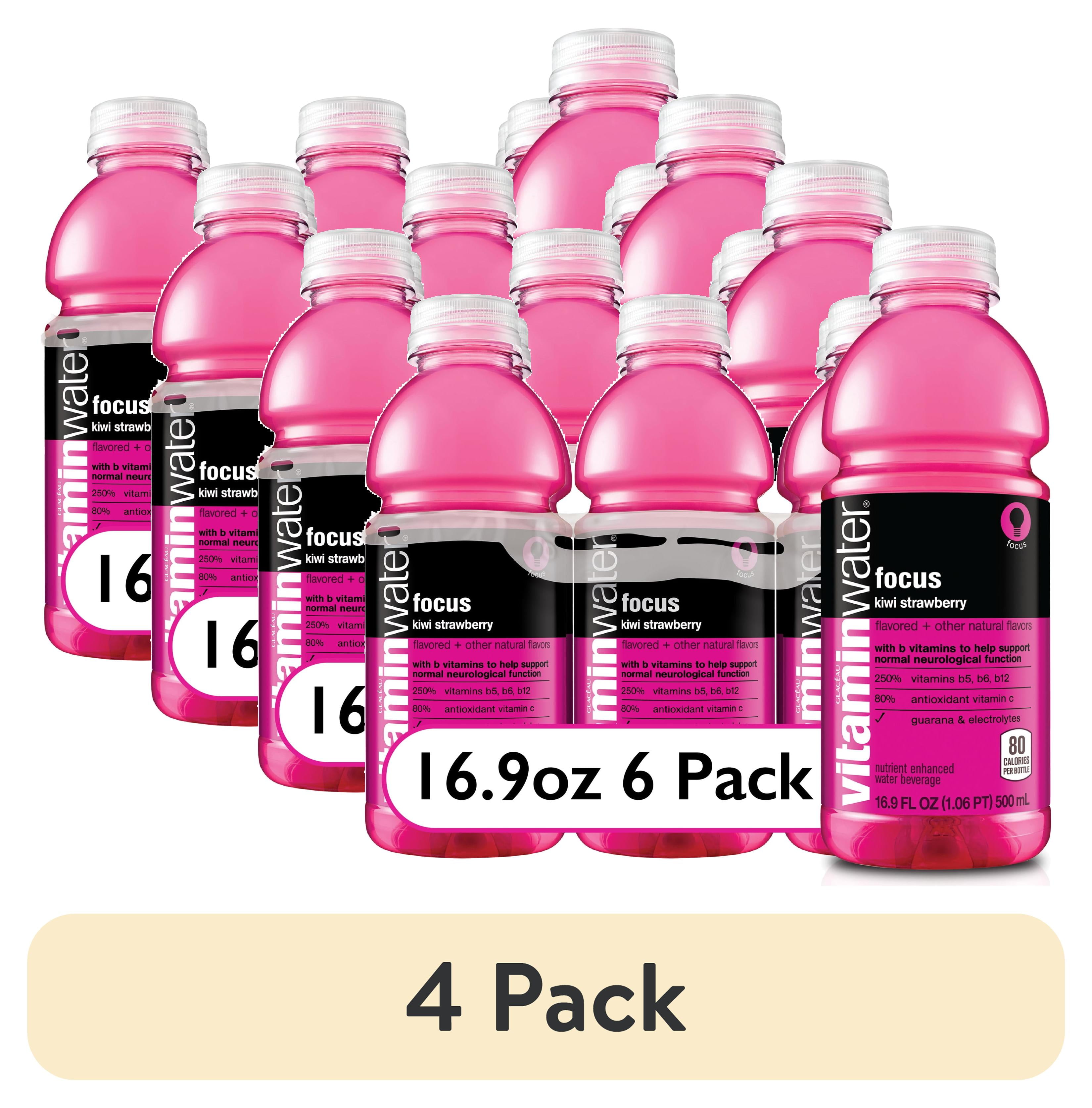 (4 pack) vitaminwater Focus Kiwi Strawberry Flavored Water Beverage, 16 ...