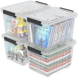 4-packs 30 Liters Latching Bins with Lids and Wheels, Large Plastic ...