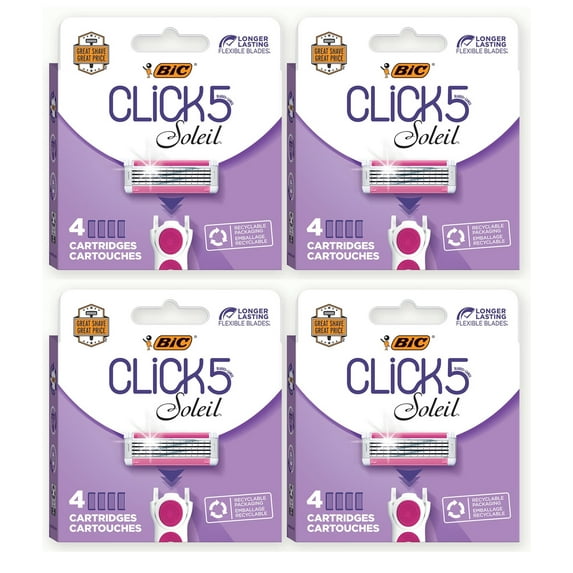 BIC Recyclable 16 Cartridges for Click 5 Soleil Women's Razor with 5 ...