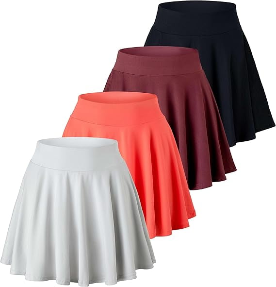 4 packs of true essentials: Ladies' Basic Casual Stretch Mini Skirt - Skater A-line Flowing Horn ...