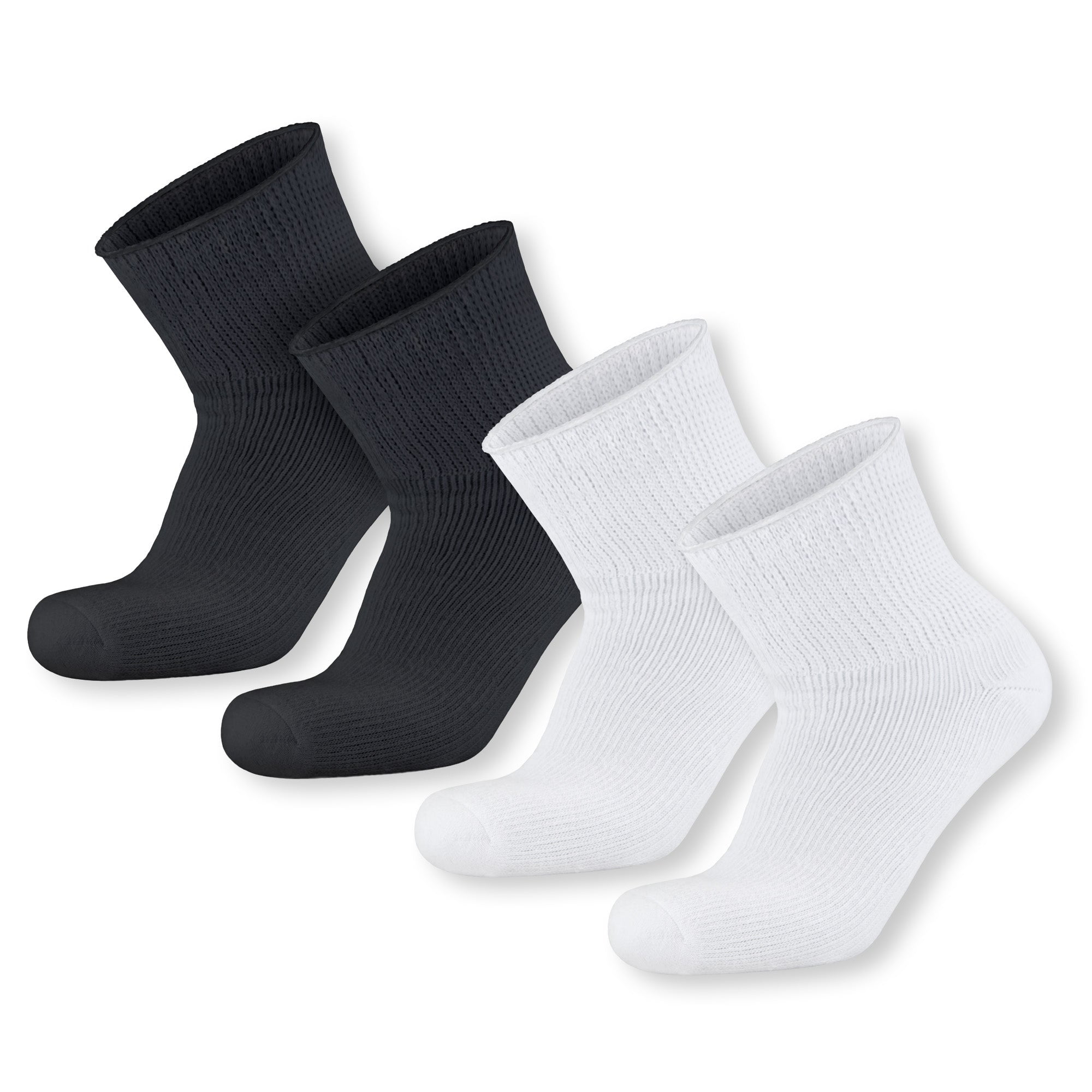 4 pairs Extra Wide Diabetic Cotton Socks, Quarter/Over-the-Ankle Health ...
