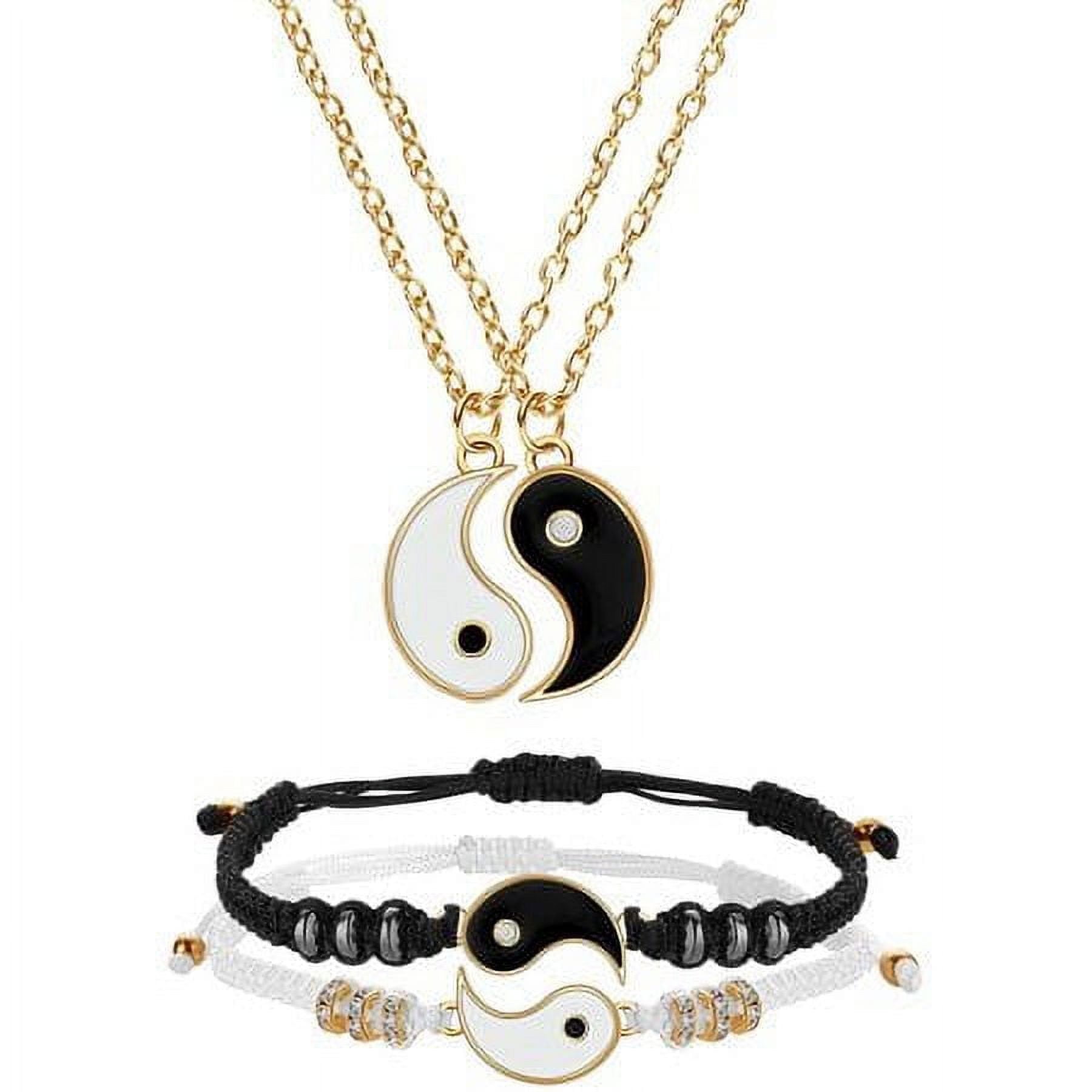 4 pairs of yin and yang friends couple bracelet with necklace set ...
