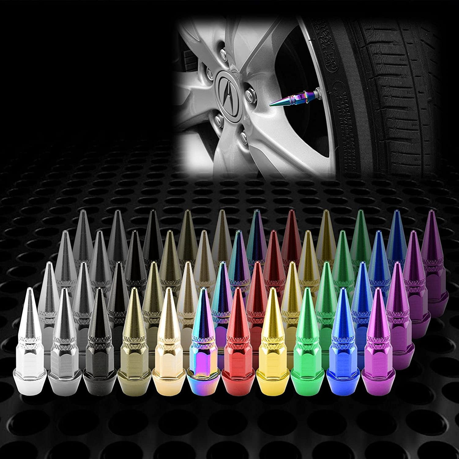 4 pc Chrome Spike Tire Air Valve Stem CAPS Cover in Heavy Gauge CNC ...