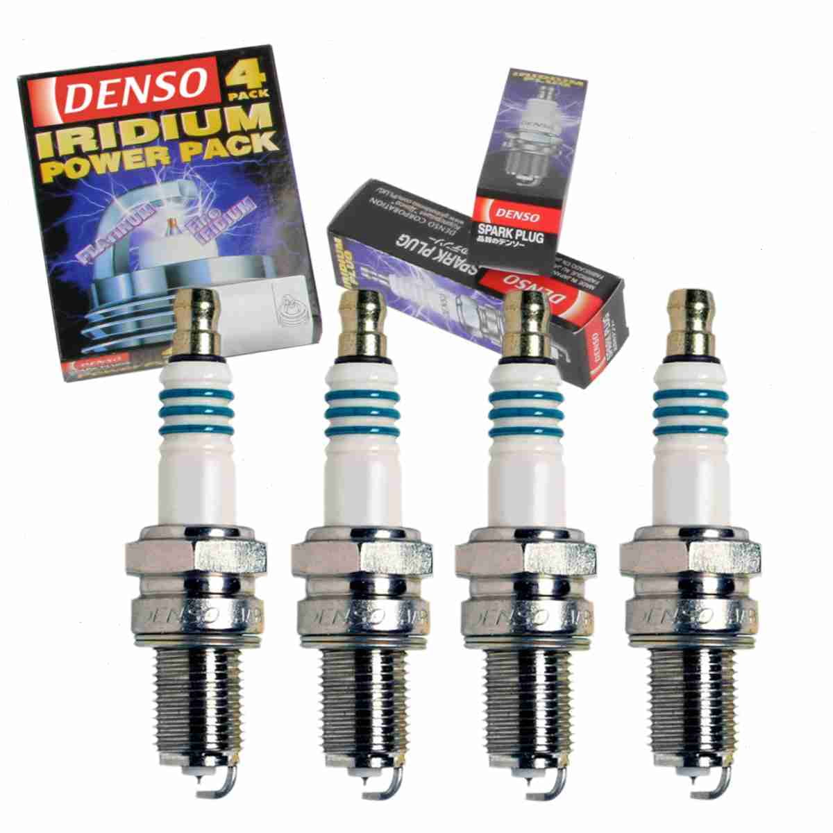 4 pc DENSO 5376 Iridium Power Spark Plugs for IX24B Ignition Wire ...