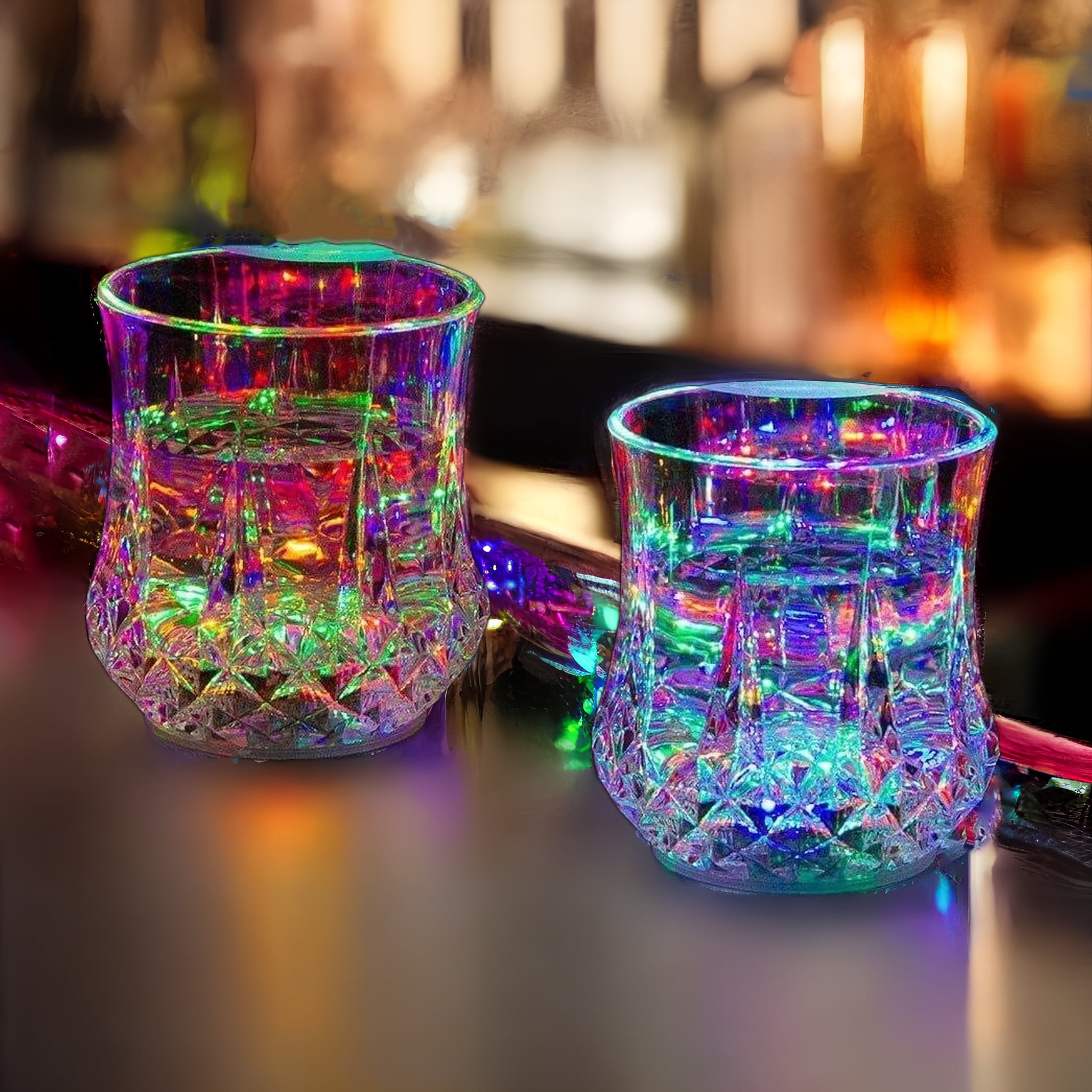 Novelty Drinkware: 4pc Acrylic LED Shot Glasses, Liquid Activated ...