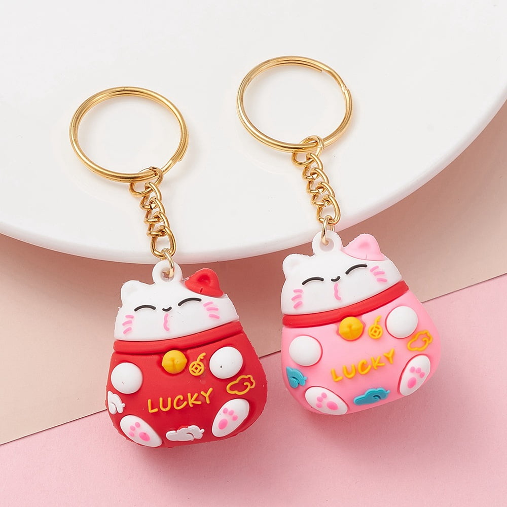4 pc PVC Plastic Keychains with 304 Stainless Steel Iron Findings ...