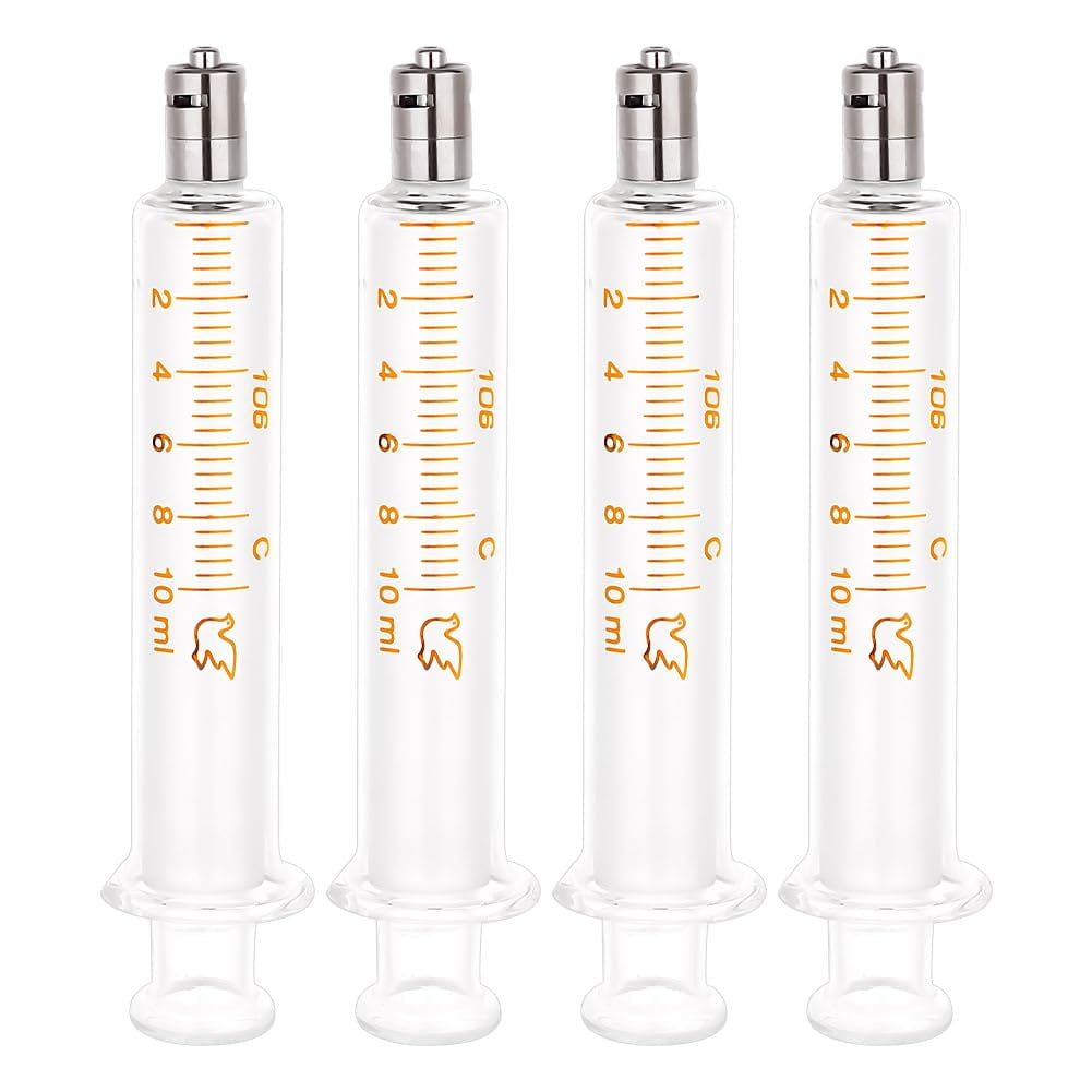 4 pc Reusable Glass Dispensing Syringes with Luer Lock(without Needle ...