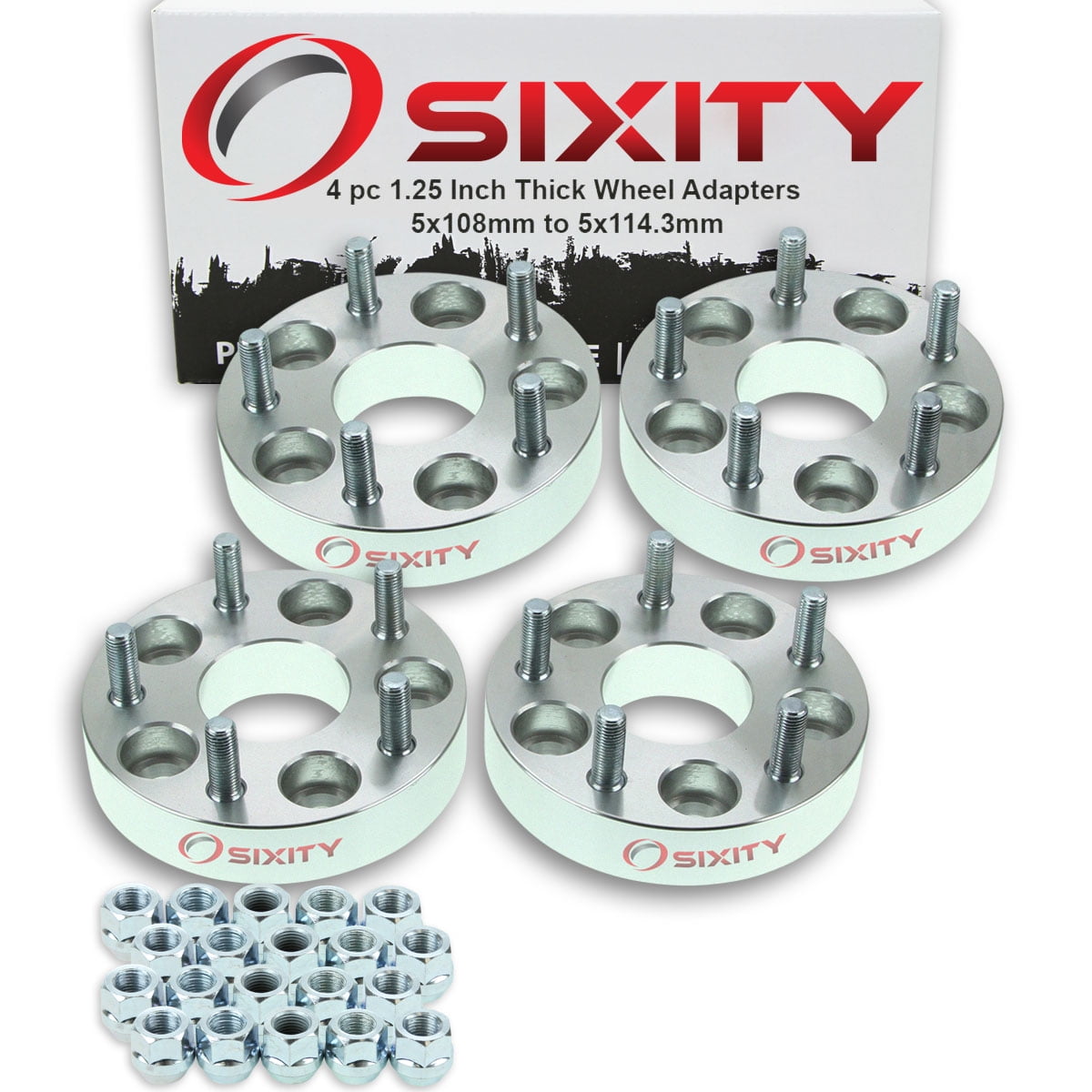 Sixity Auto 4 pc 1.25" Thick 5x108mm to 5x114.3mm Wheel Adapters ...