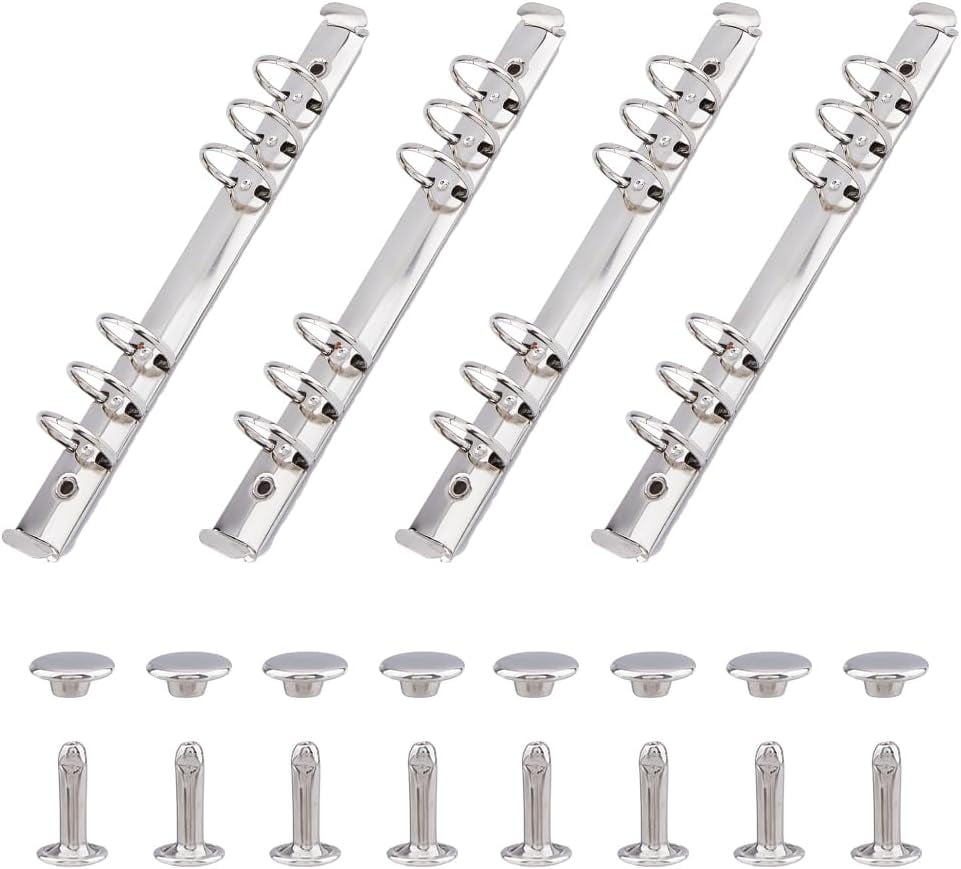 4 pc Steel Binding Combs 6-Ring Loose Leaf Book Binder Hinged Clamp ...