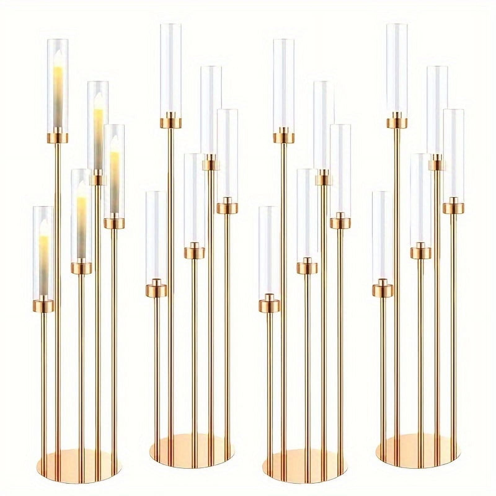 4 pcs Acrylic Candelabra Centerpieces 5 Arm Clear Candelabra Candle ...