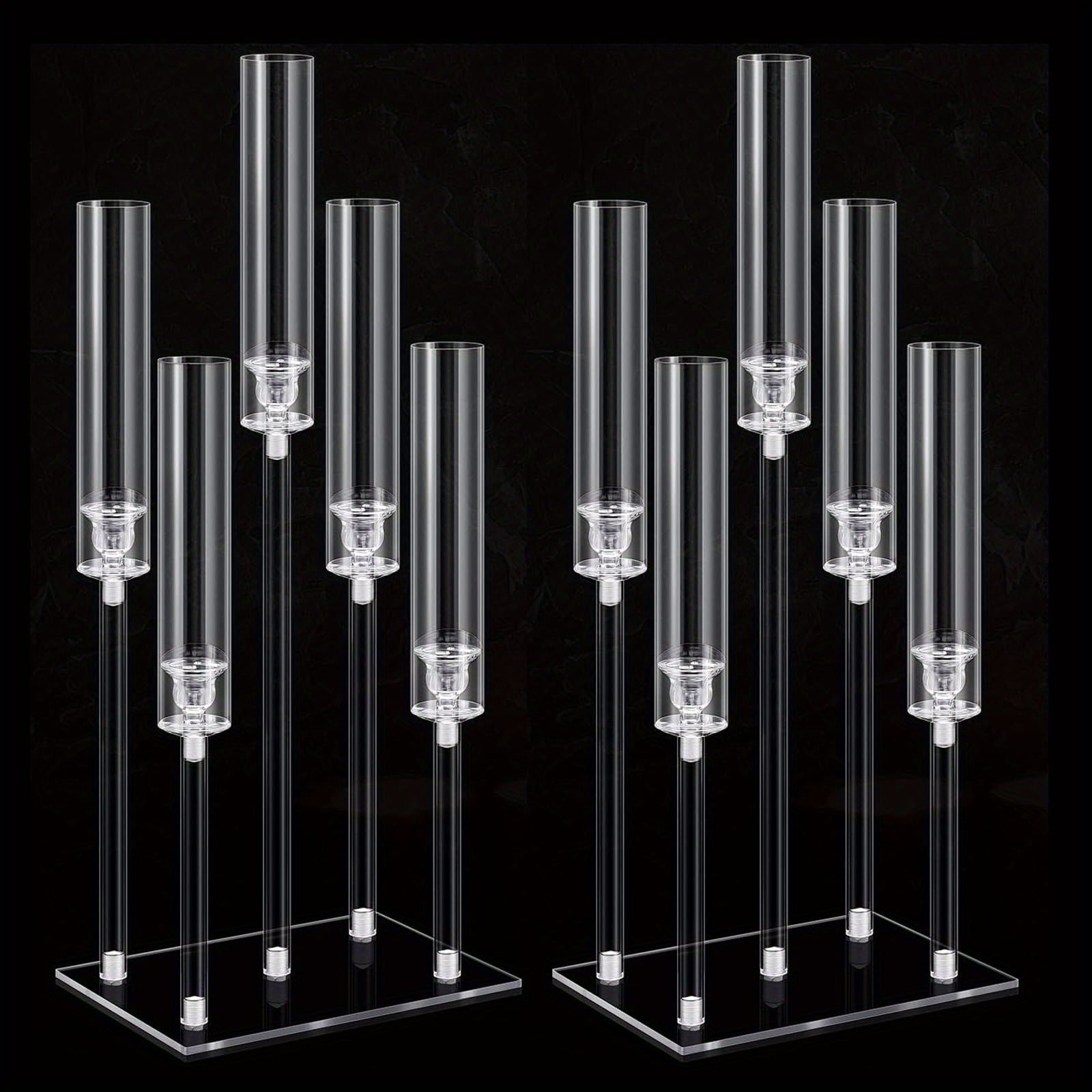 4 pcs Acrylic Candelabra Centerpieces 5 Arm Clear Candelabra Candle ...