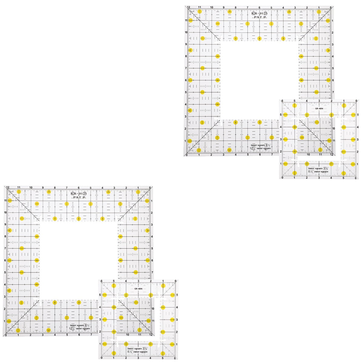 4 pcs Acrylic Patchwork Ruler Professional Stitching Ruler Square Shape ...