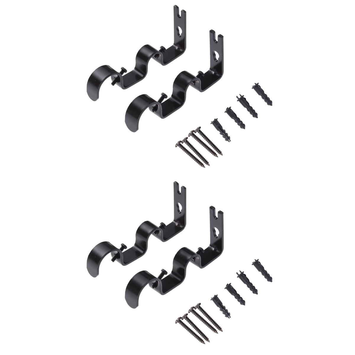 4 pcs Adjustable Double Curtain Rods Brackets Thickers Roman Style ...