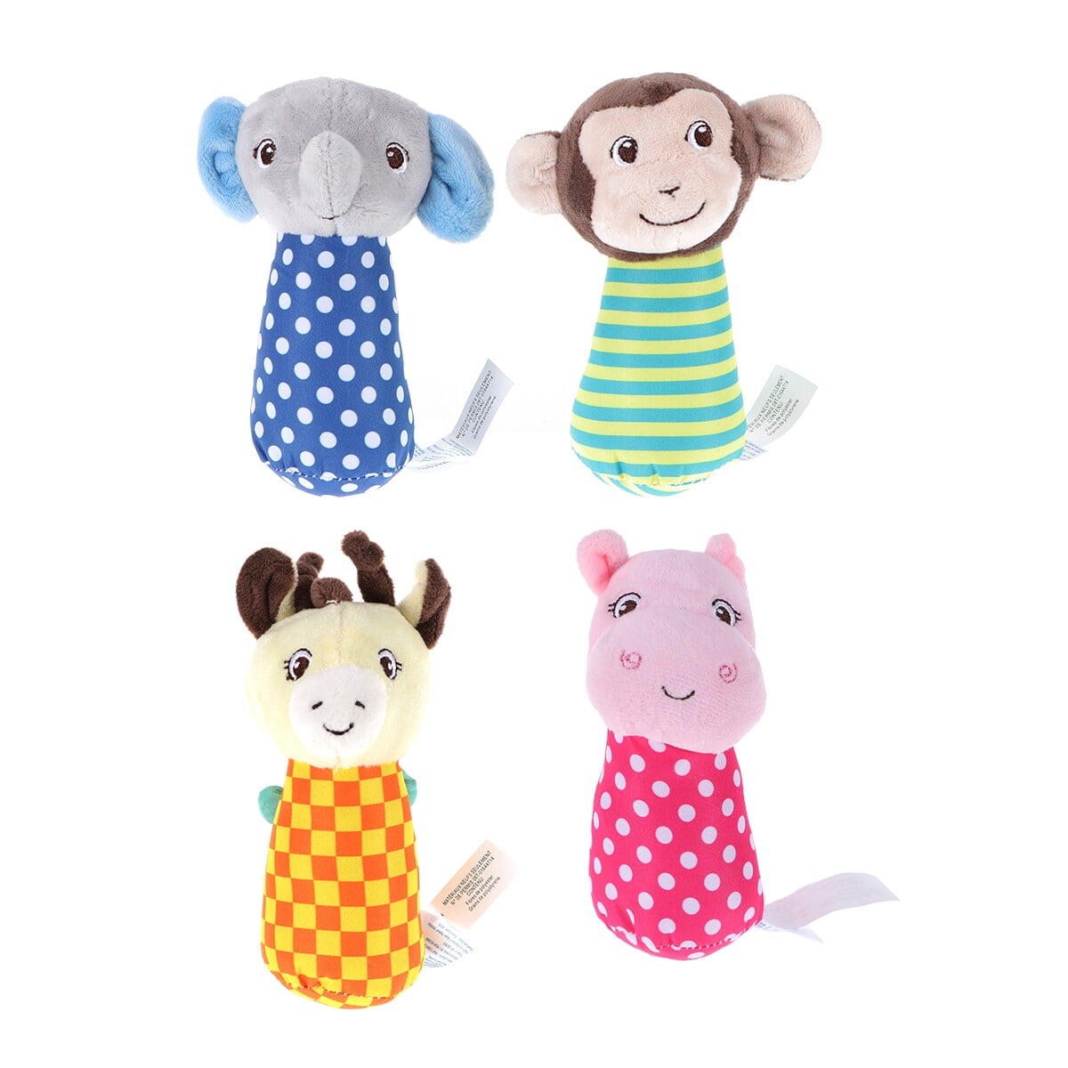 4 pcs Animal Design Rattles Bell Cartoon Baby Grasps Appease Toy for ...