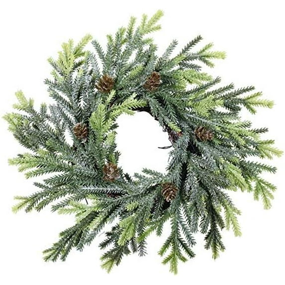 4 pcs Artificial Frosted Cedar and Pine Cone Candle Rings Christmas ...