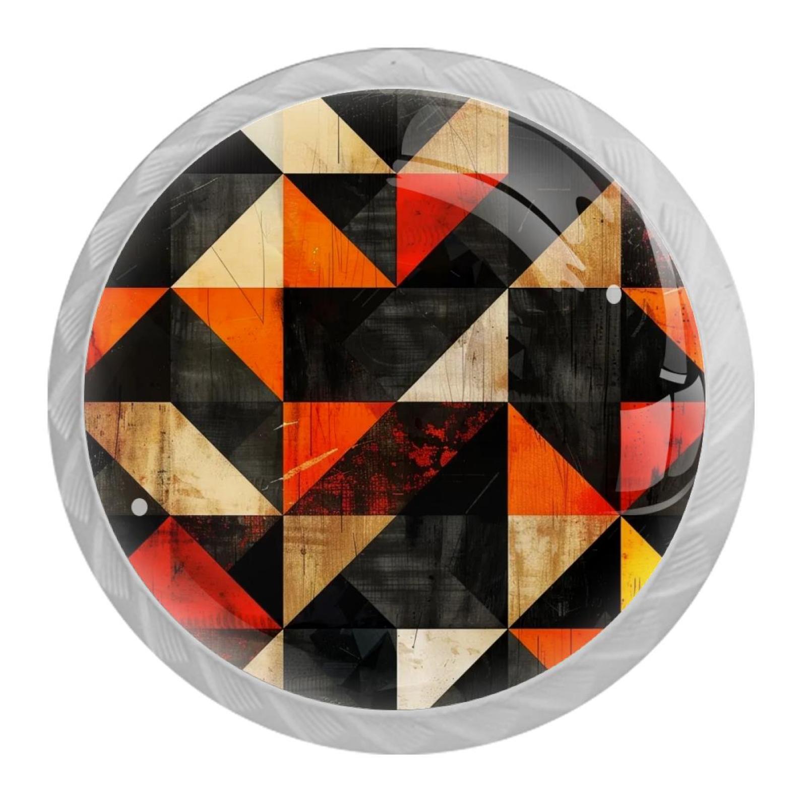 4 pcs Cabinet Knobs with Abstract Geometric Triangle Pattern Cabinet ...