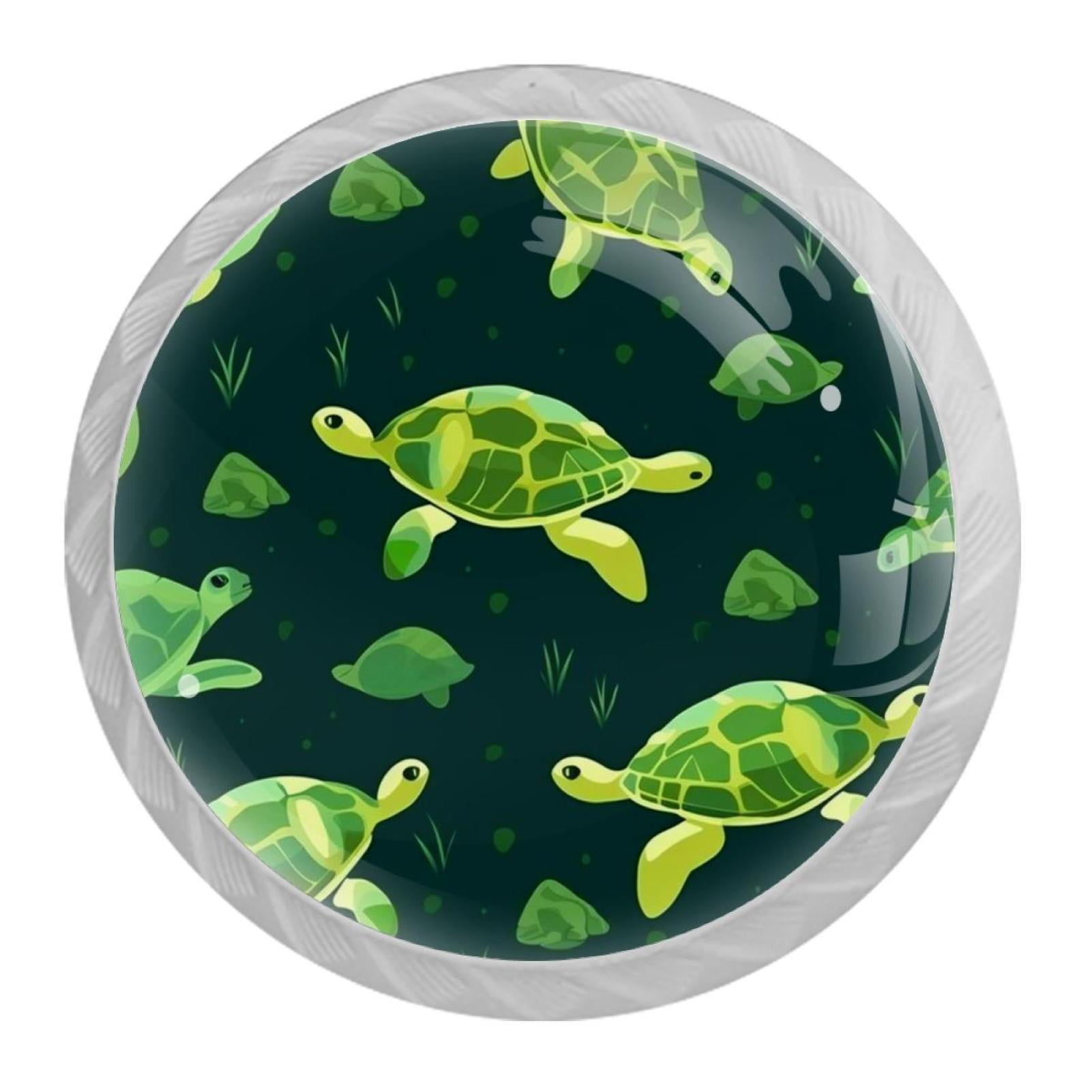 4 pcs Cabinet Knobs with Sea Turtles Green Seamless Cabinet Pull Handle ...