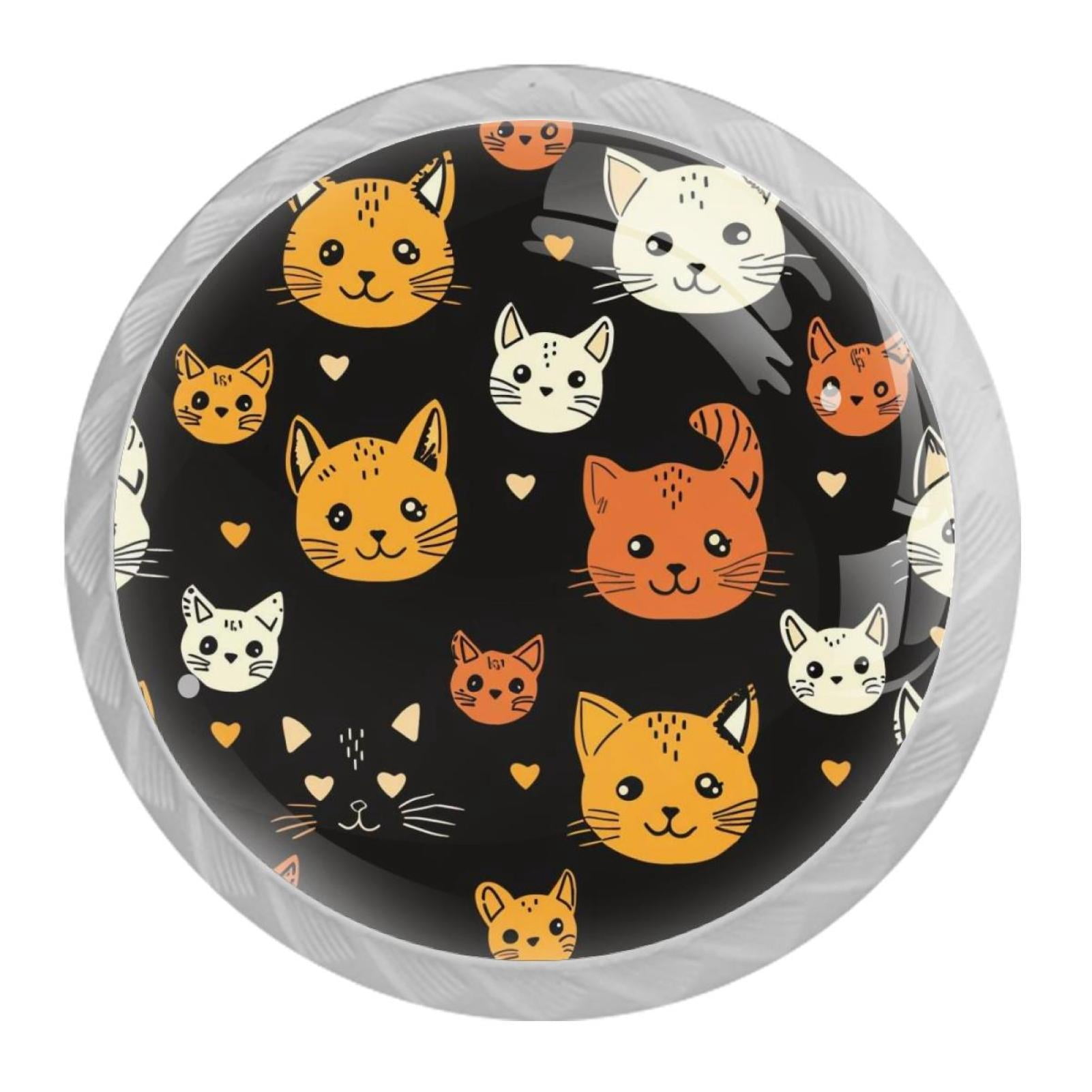4 pcs Cabinet Knobs with Cartoon Cute Cats Heads Cabinet Pull Handle ...