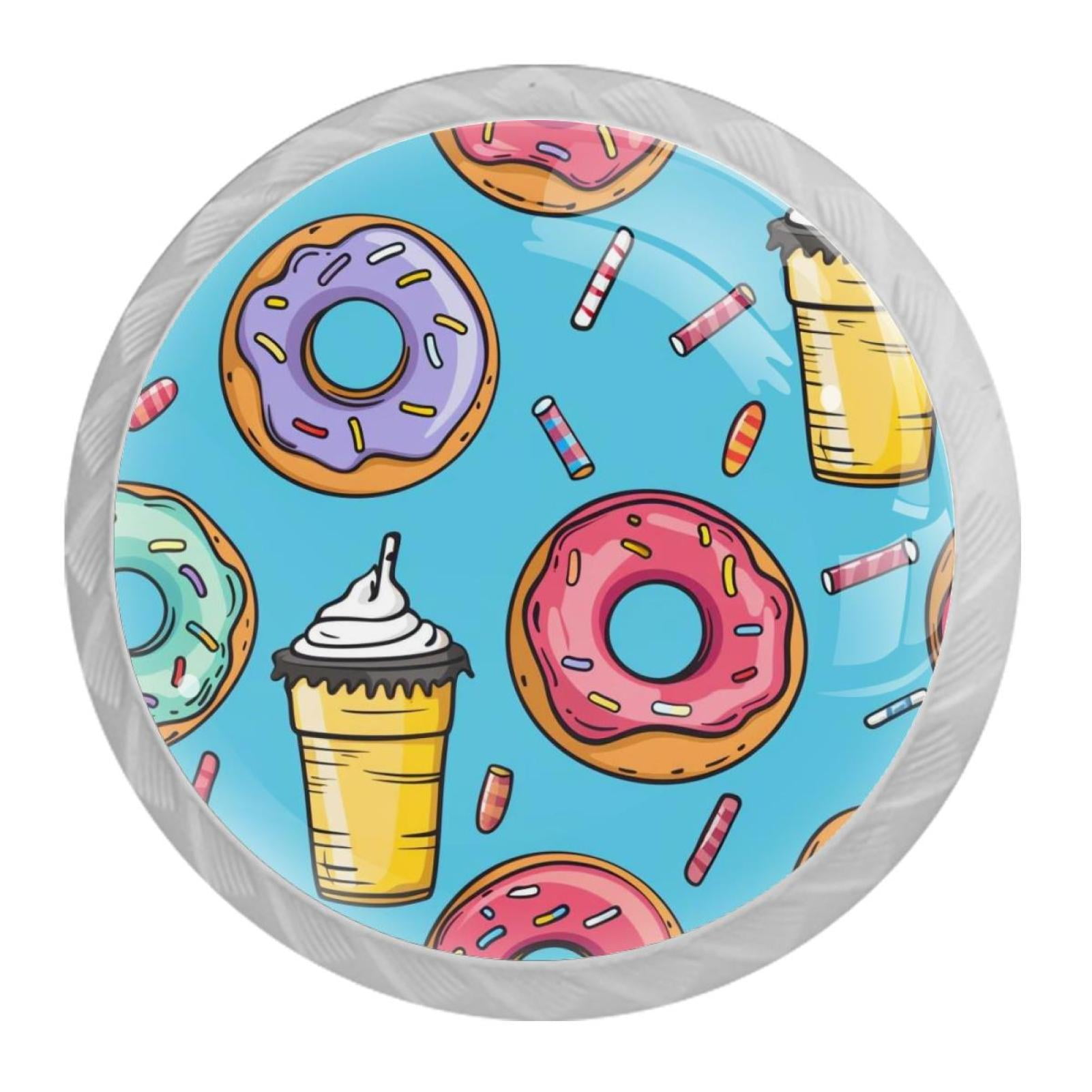 4 pcs Cabinet Knobs with Donut Drink Cute Cabinet Pull Handle, Kitchen ...