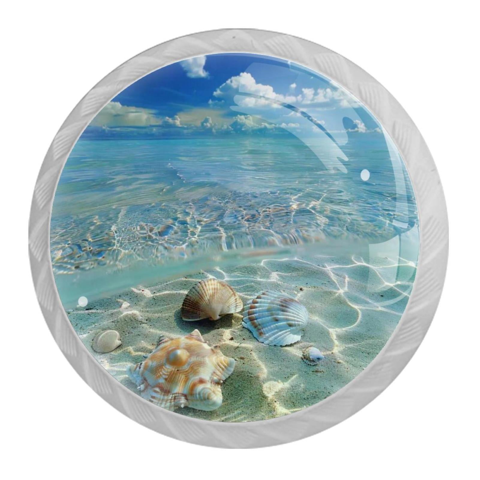 4 pcs Cabinet Knobs with Sea Shells Beach Sky Cabinet Pull Handle ...