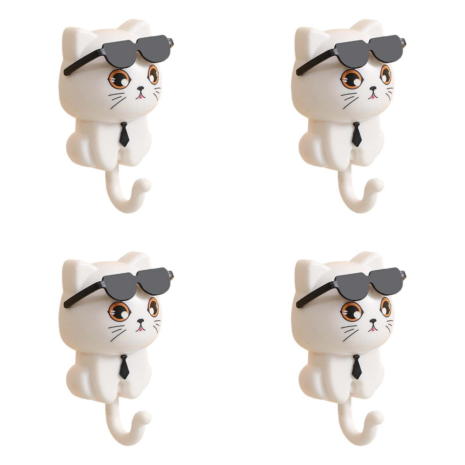 4 pcs Cat Hooks, Adhesive Hooks Heavy Duty Wall Mounted, Creative ...