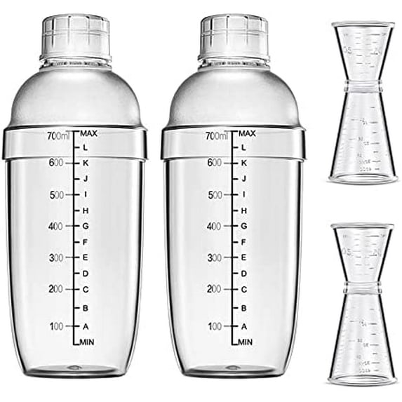 4 pcs Clear Cocktail Shaker Set 2 pcs Plastic bar Shaker with 2 pcs ...
