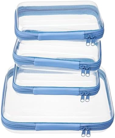 4 pcs Clear Zipper Pouches,Hard Shell Zipper Case, Toiletry Bag for ...