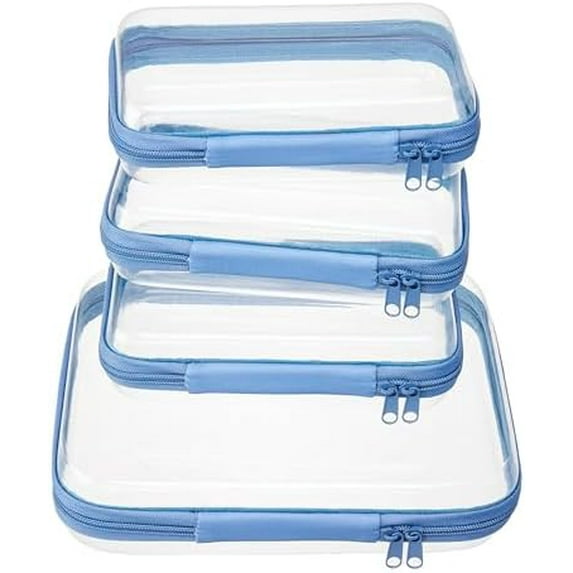 4 pcs Clear Zipper Pouches,Hard Shell Zipper Case, Toiletry Bag for ...