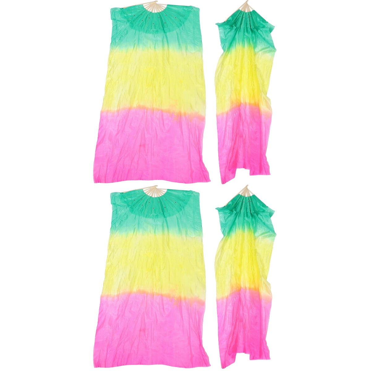 4 pcs Creative Long Silk Dancing Fans Exquisite Color Fan Veils Fans ...