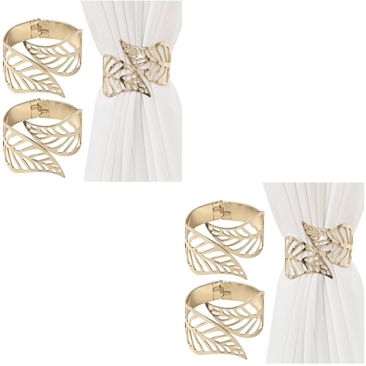 TABLZONE Golden Alloy Curtain Holdbacks Decor Hollow Leaf Design ...