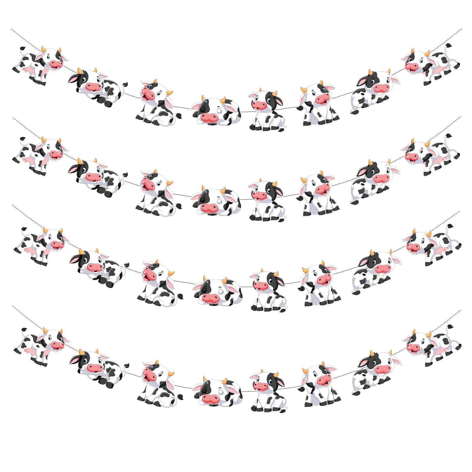 4 pcs Cute Cow Banners Cow Birthday Party Decorations Cow Girl Theme ...