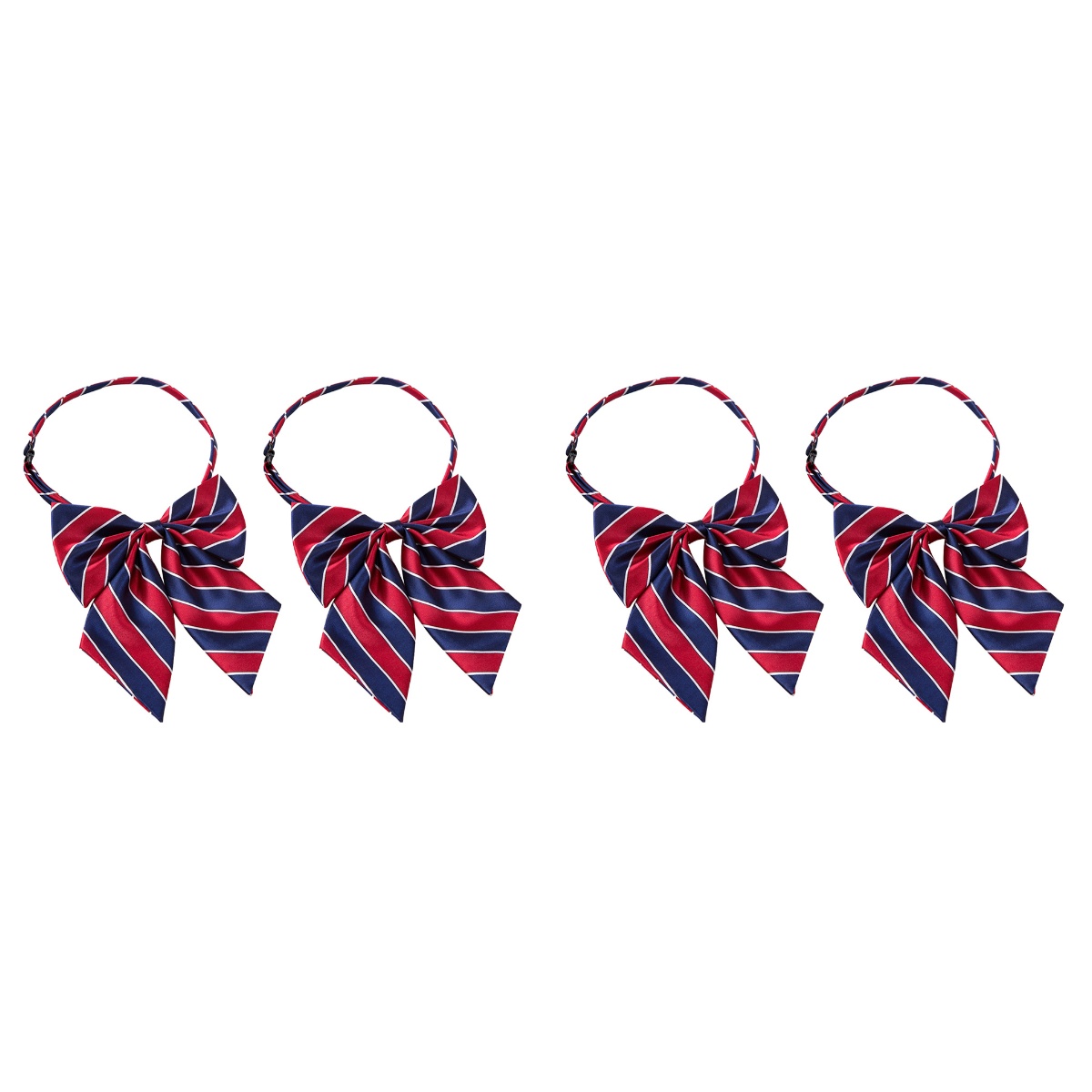 4 pcs Dark Red and Blue Stripe Buckle Bow Tie Graduation Student ...