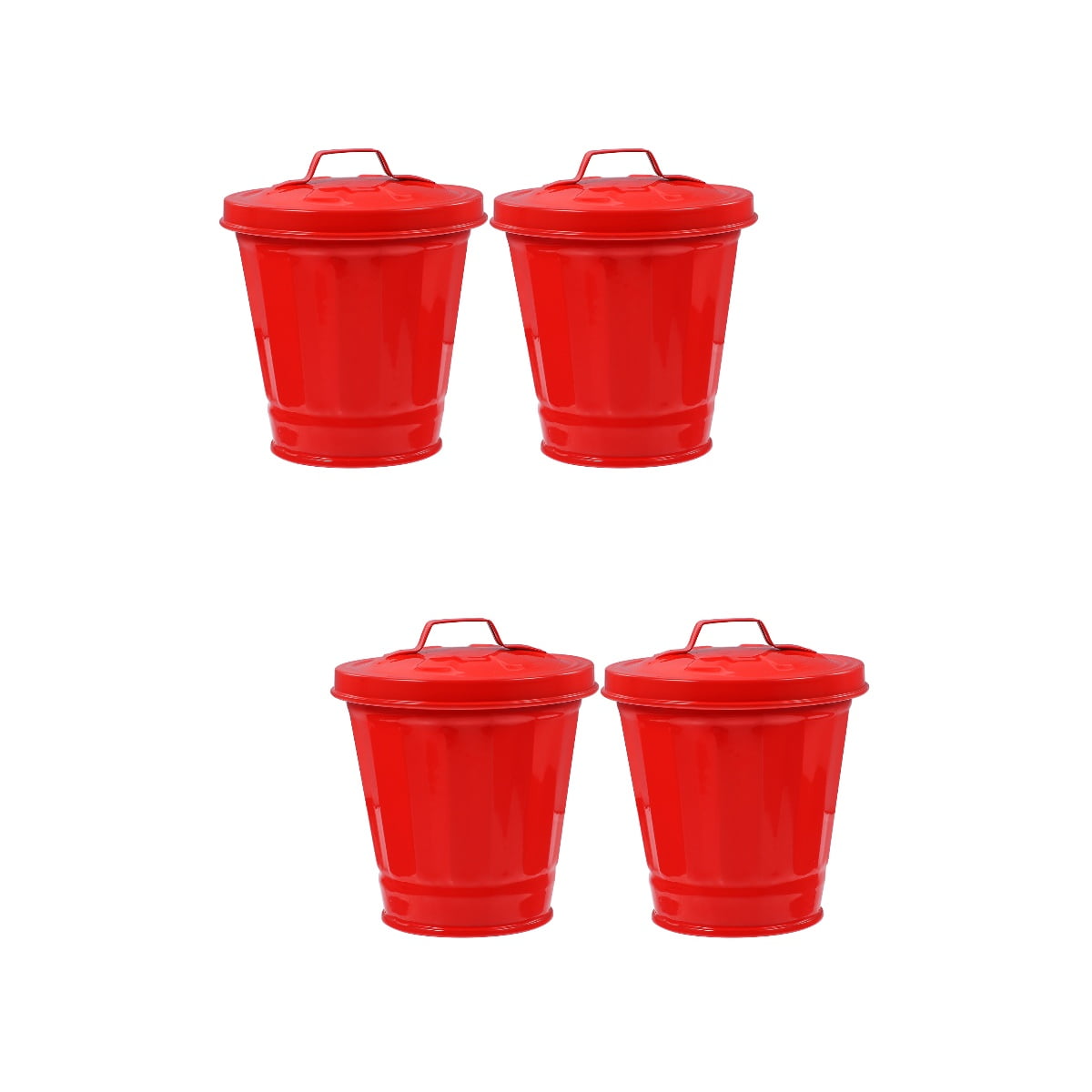 4 pcs Desktop Galvanized Iron Trash Can Desktop Trash Bucket Garbage ...