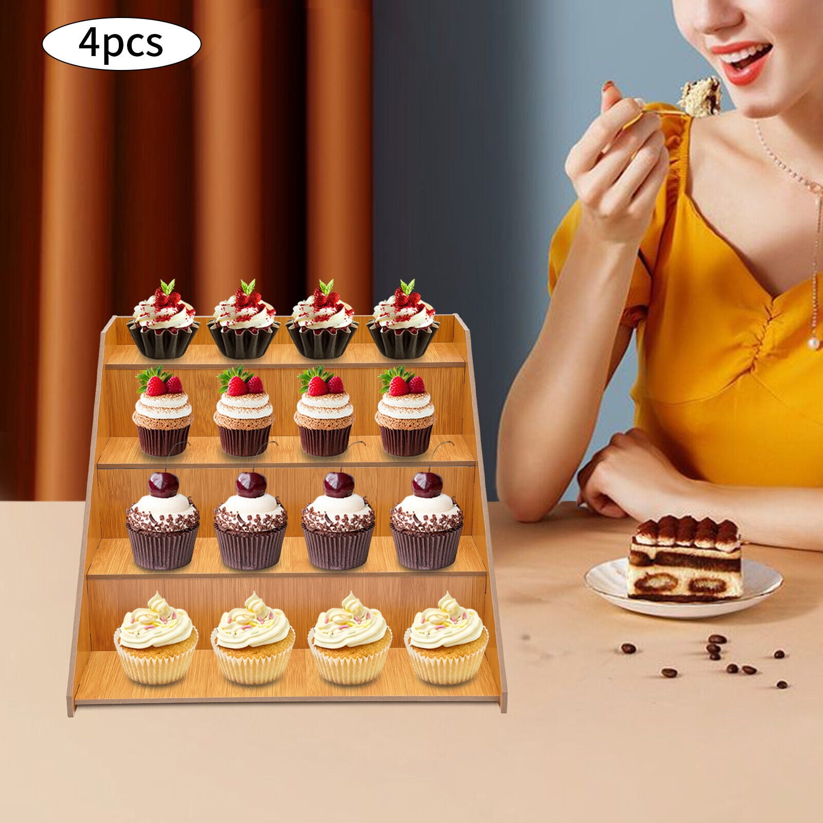 4 pcs Display Rack, 4 Tier Retail Display Rack, Log Color Tabletop ...