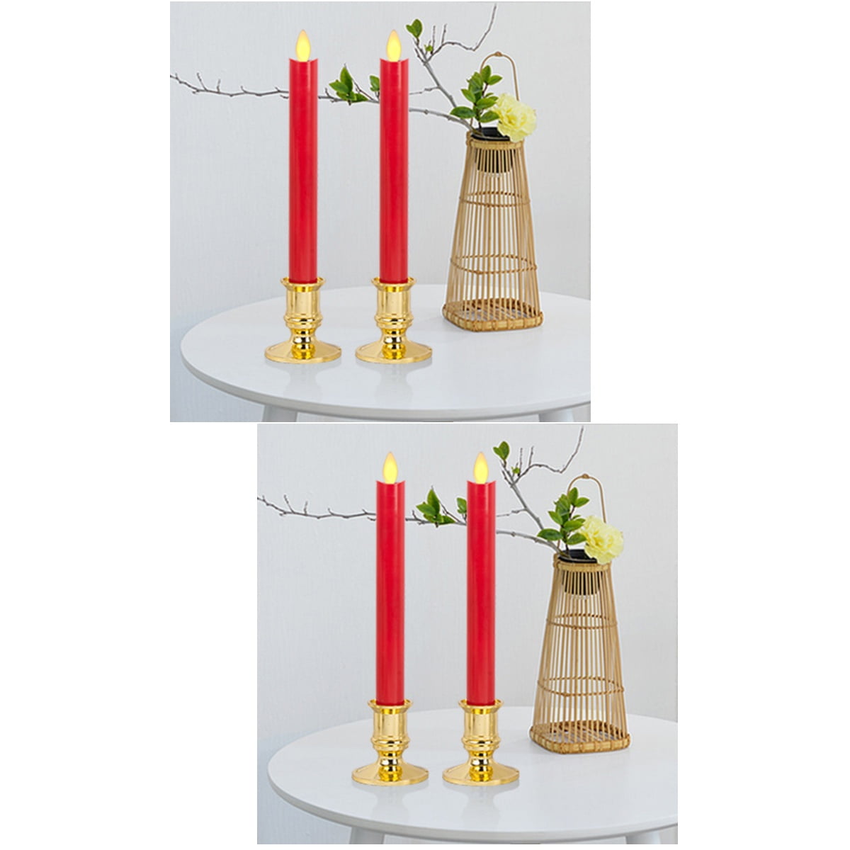 4 pcs Flameless Flickering Candle LED Window Taper Candles with Timer ...