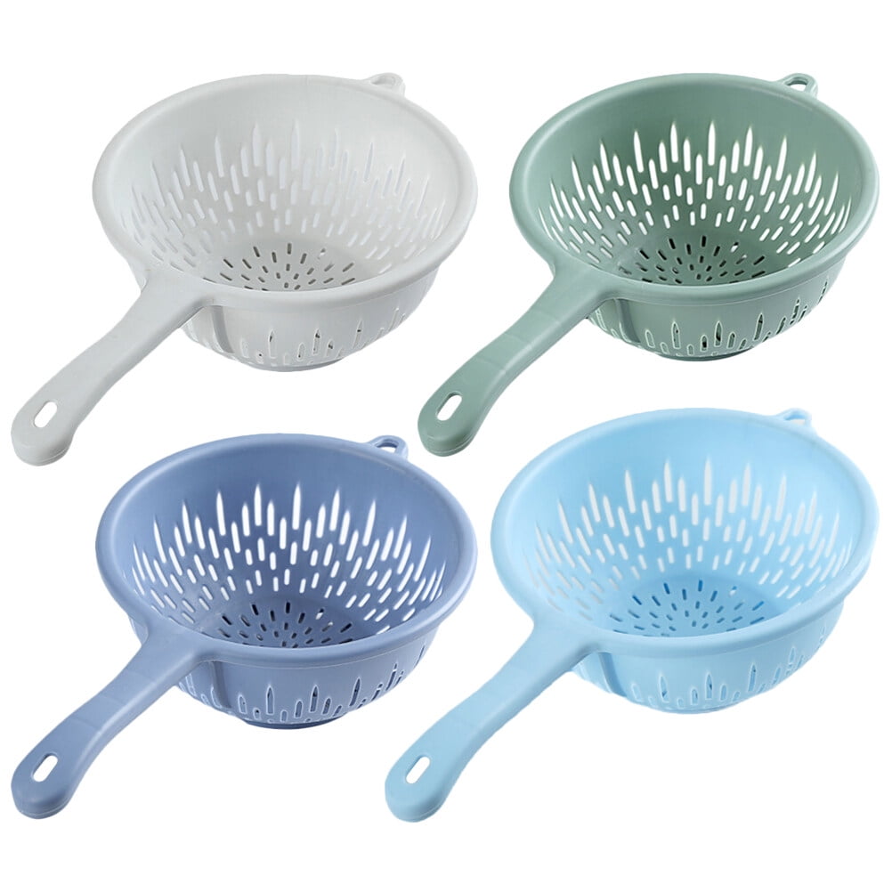 4 pcs Food Washing Drain Colander with Handle Plastic Colander Strainer ...