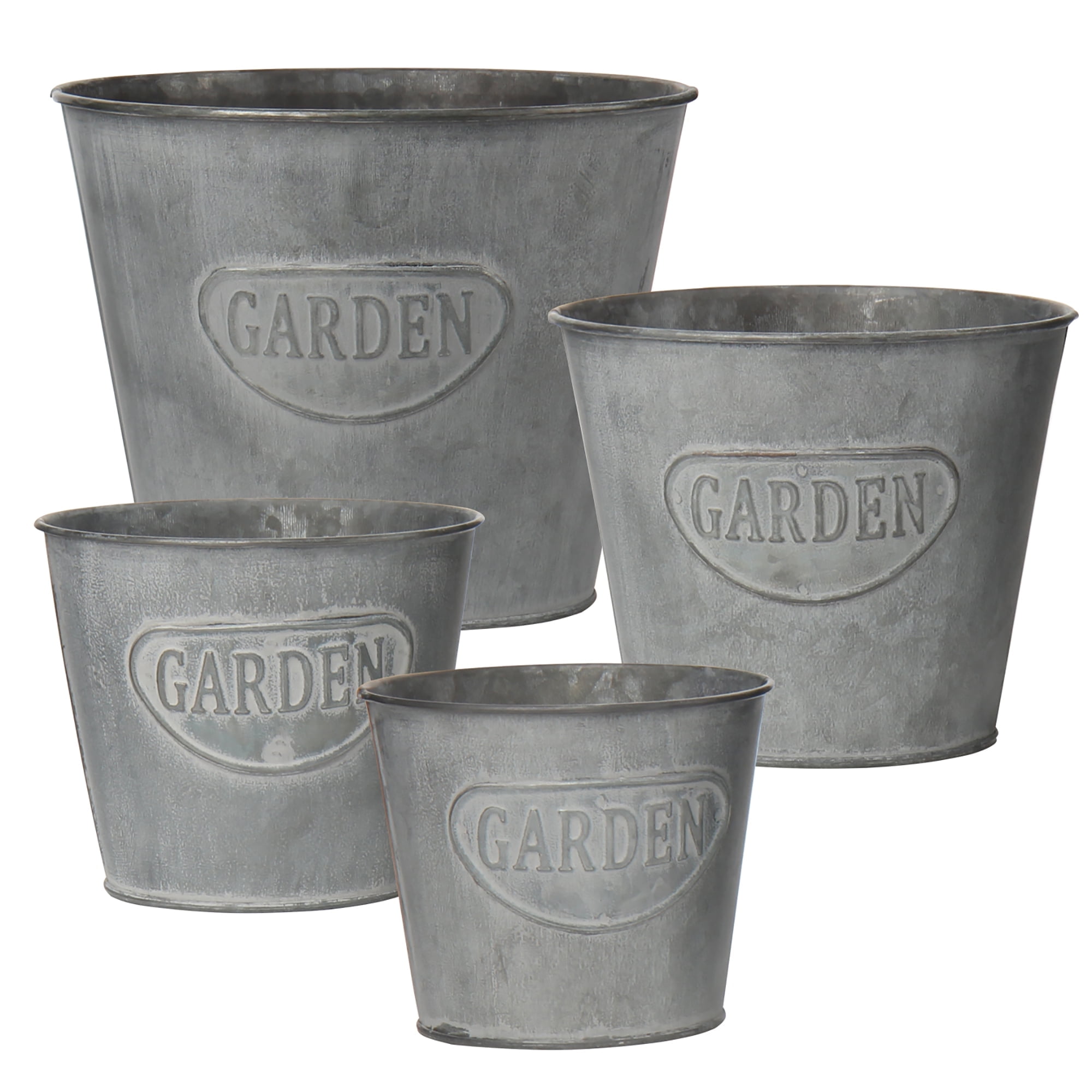 4 pcs Galvanized Buckets Farmhouse Metal Bucket Dark Gray Galvanized ...