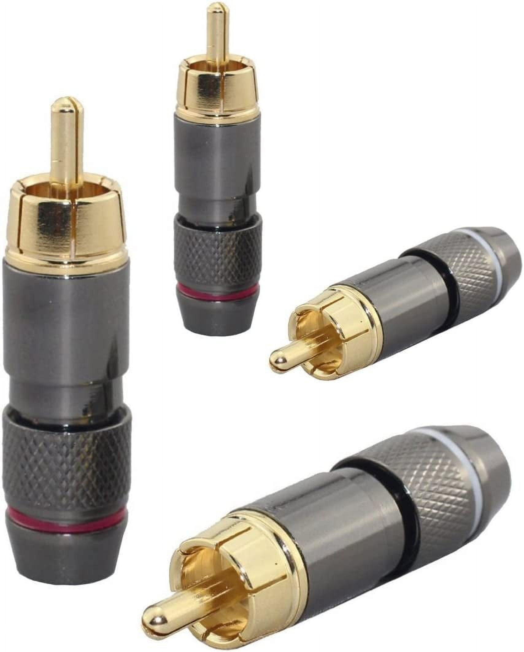 [4 pcs] Hi End RCA Male Plug, Adapter Audio Phono, Gold Plated Solder Connector Wv-hfr4in1 ...