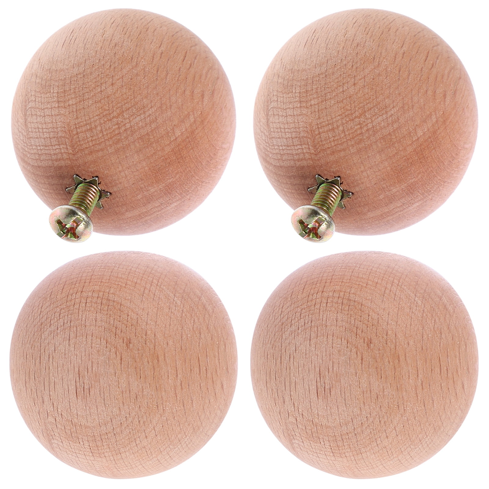 4 pcs Kitchen Cabinet Knobs Wooden Drawer Knobs Dresser Knobs Wood Ball ...