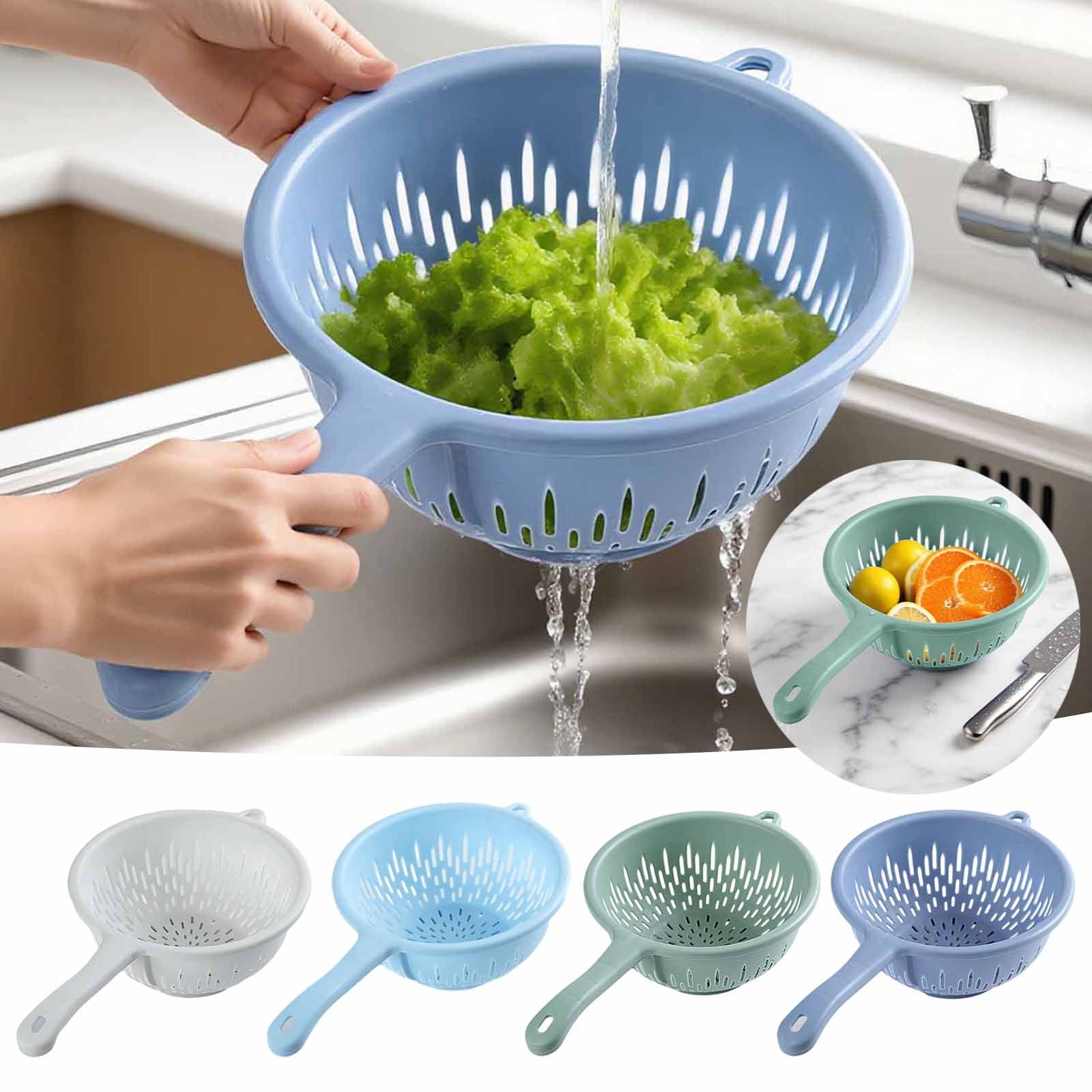 4 pcs Kitchen Colander Food Grade Plastic Strainers with Handle for ...